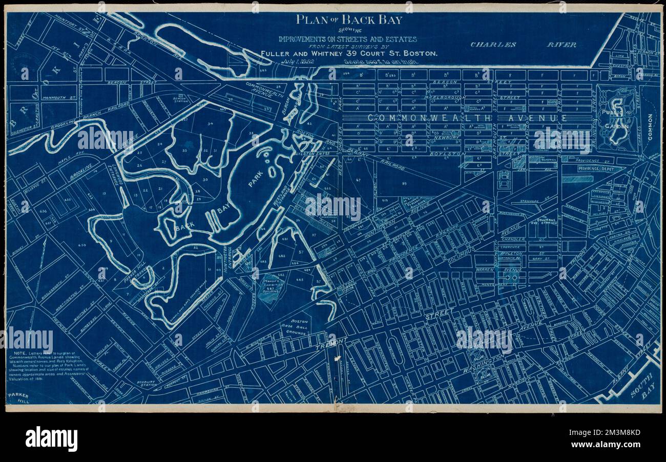 Plan of Back Bay showing improvements on streets and estates , Real ...
