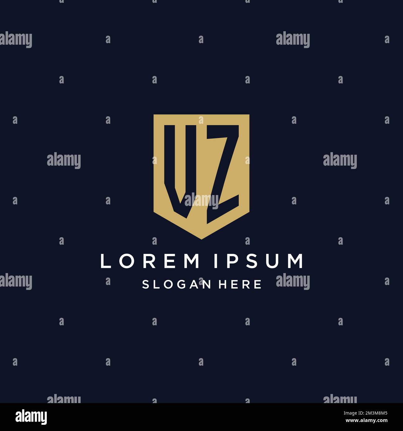 VZ monogram initials logo design with shield icon template Stock Vector ...