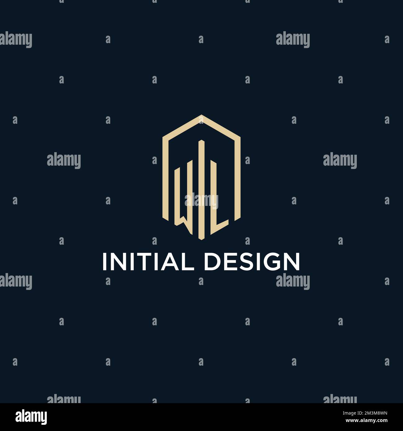 WL initial monogram logo with hexagonal shape style, real estate logo ...