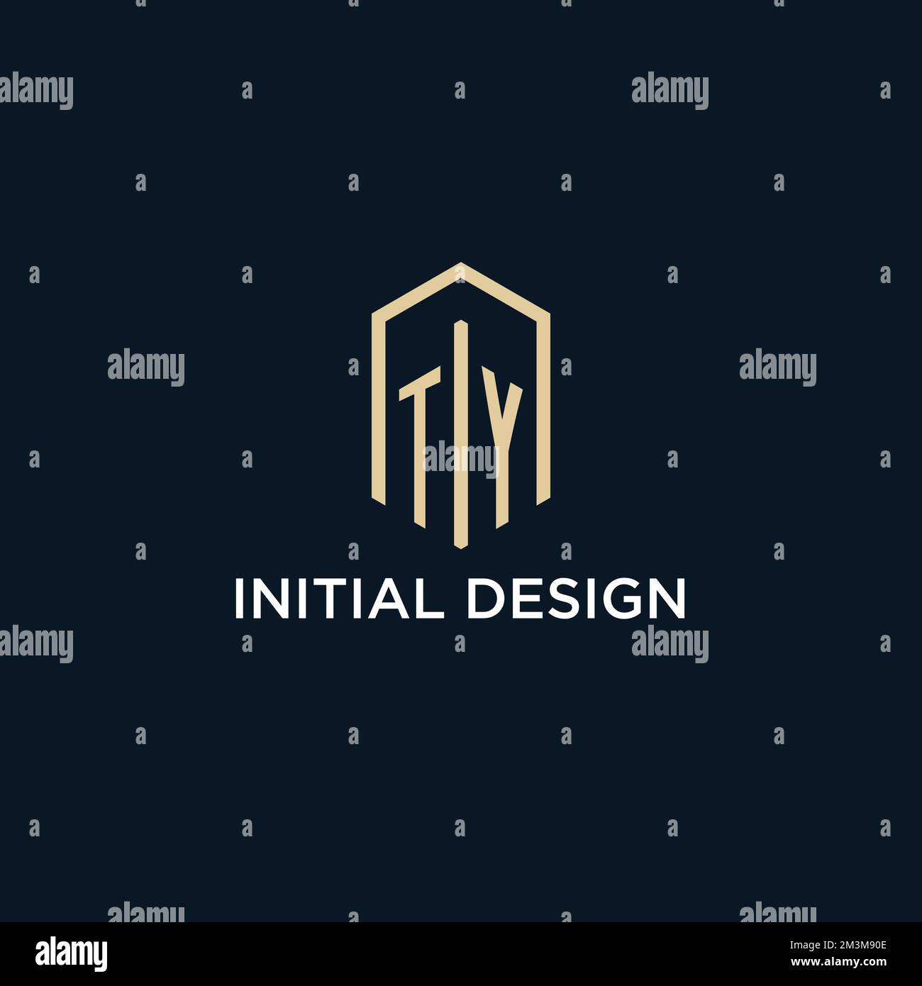TY initial monogram logo with hexagonal shape style, real estate logo ...