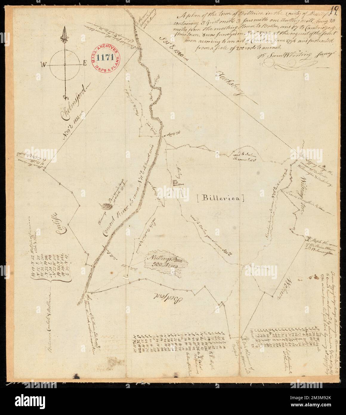 Plan of Billerica, made by Samuel Whiting, dated November, 1794 ...