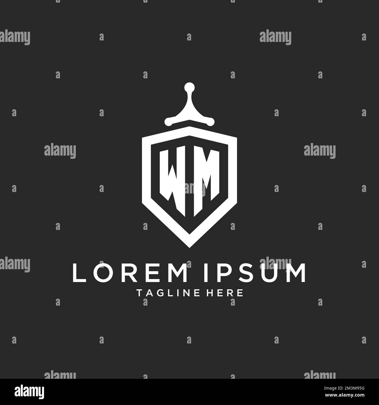 WM monogram logo initial with shield guard shape design ideas Stock ...