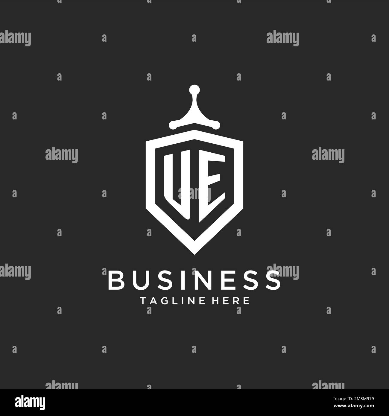 UE monogram logo initial with shield guard shape design ideas Stock ...