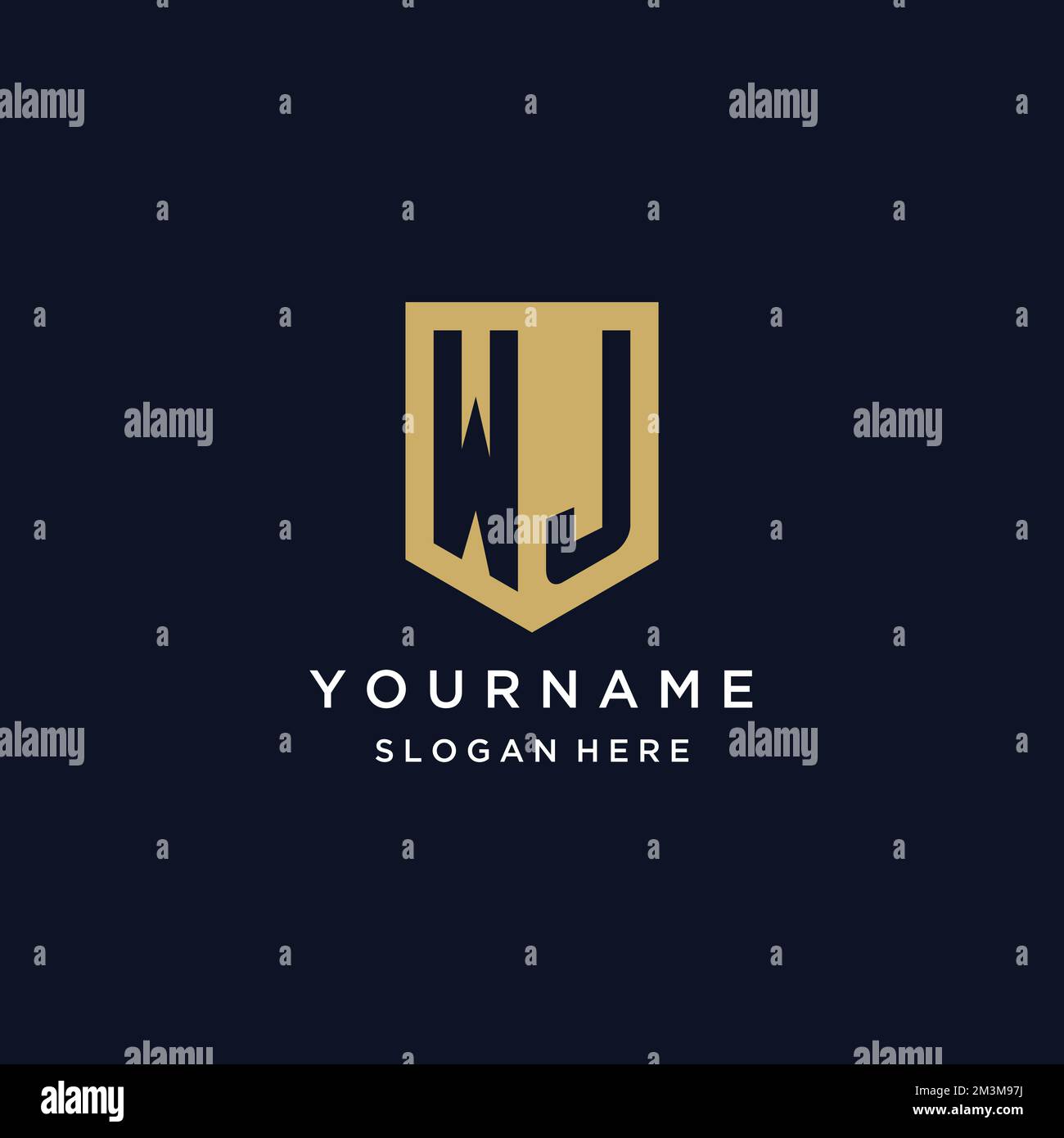 WJ monogram initials logo design with shield icon template Stock Vector Image & Art - Alamy