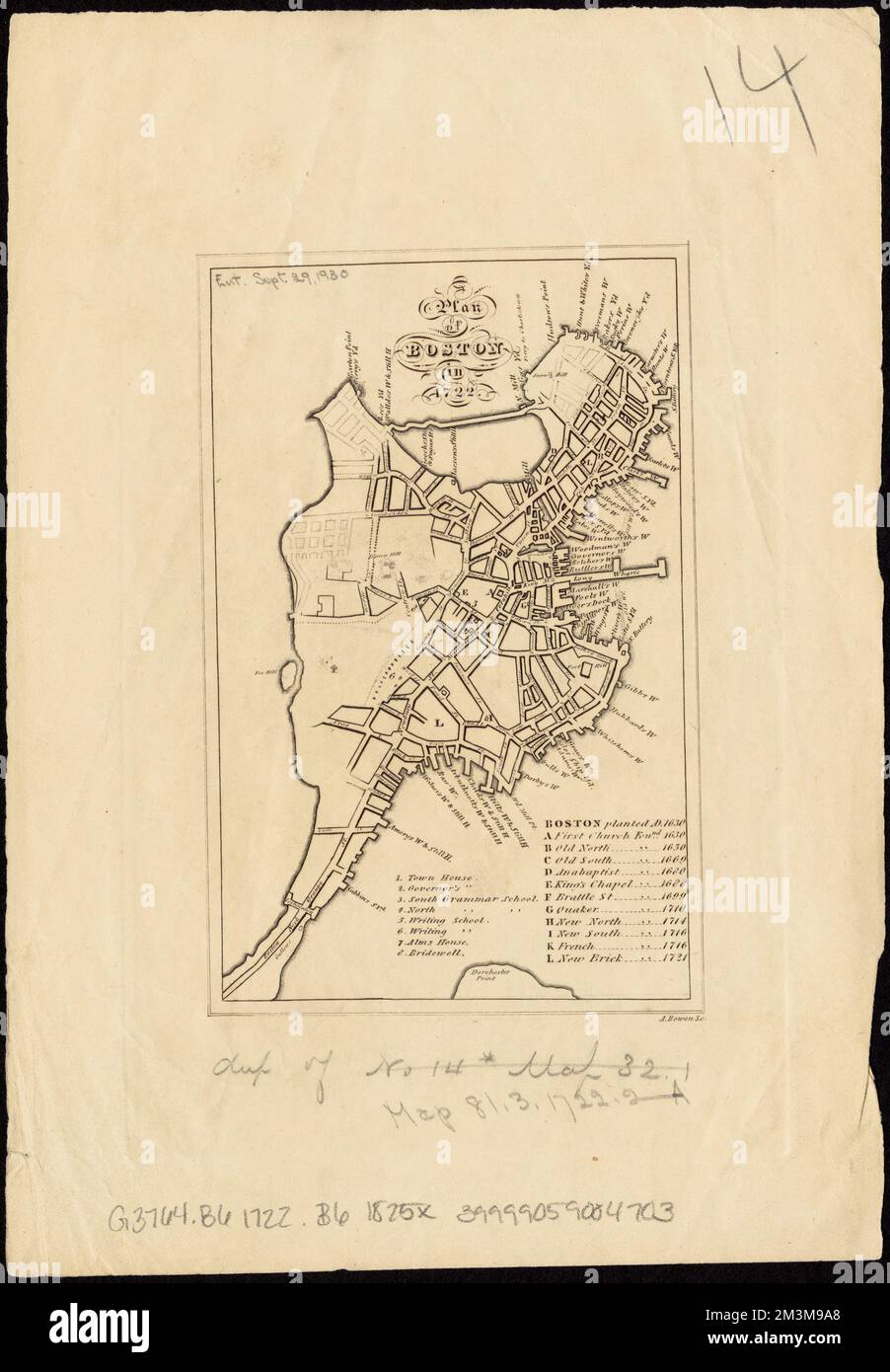 A plan of Boston in 1722 , Boston Mass., Maps, Early works to 1800 ...