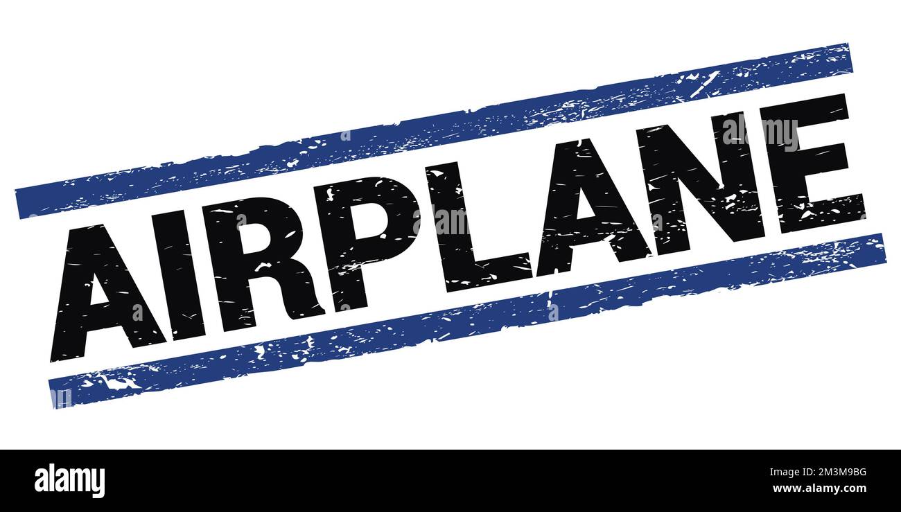 AIRPLANE text written on black-blue rectangle stamp sign Stock Photo ...