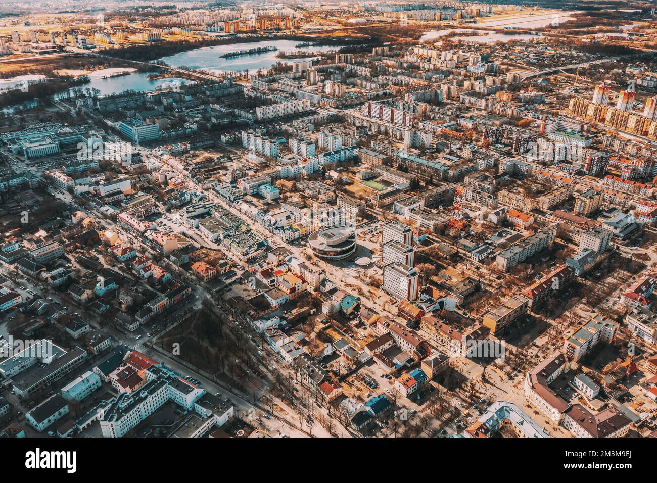 Brest, Belarus. Brest Cityscape Skyline In Spring Day. Bird's-eye View ...