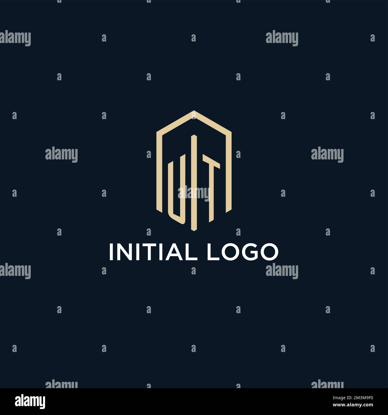 UT initial monogram logo with hexagonal shape style, real estate logo ...