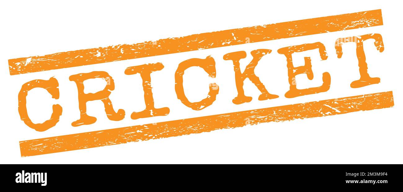 CRICKET text written on orange grungy lines stamp sign Stock Photo - Alamy