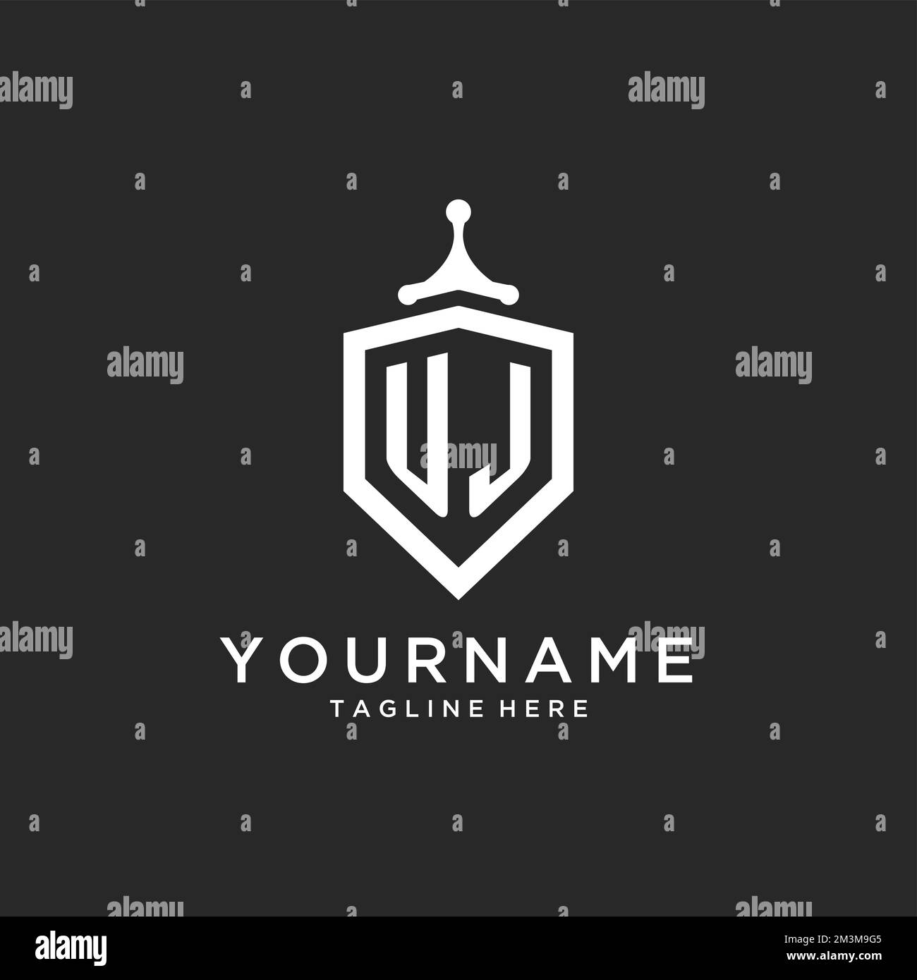 UJ monogram logo initial with shield guard shape design ideas Stock ...