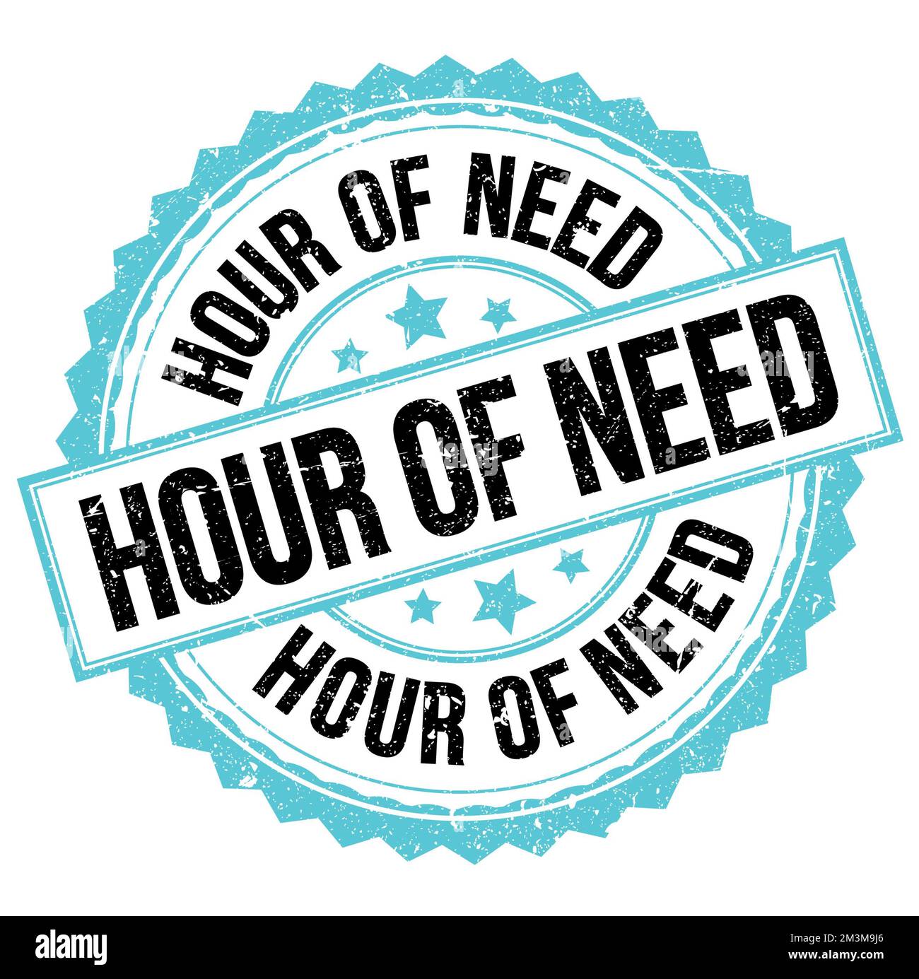 HOUR OF NEED text written on blue-black round stamp sign Stock Photo ...
