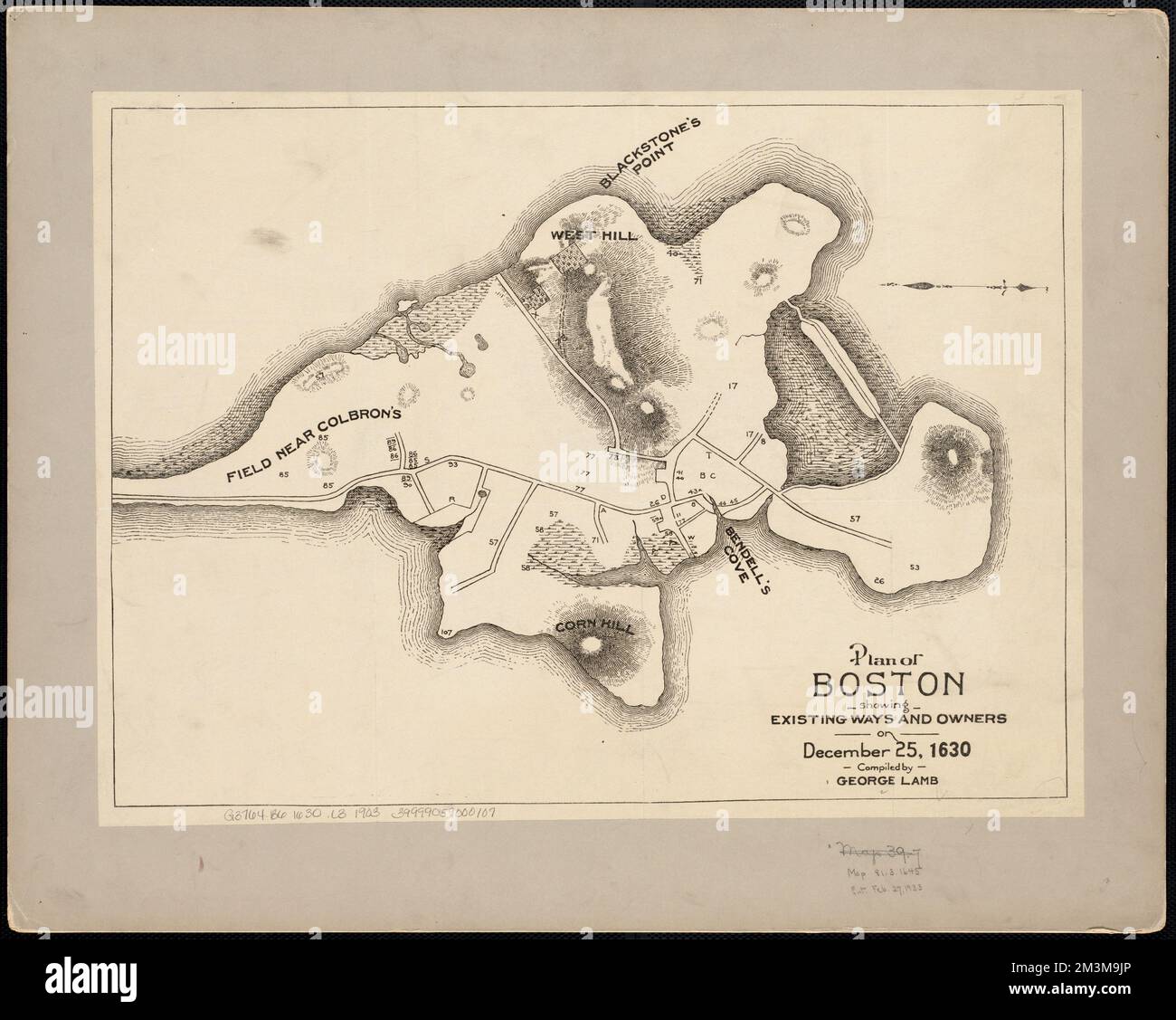 Plan of Boston showing existing ways and owners on December 25, 1630 ...