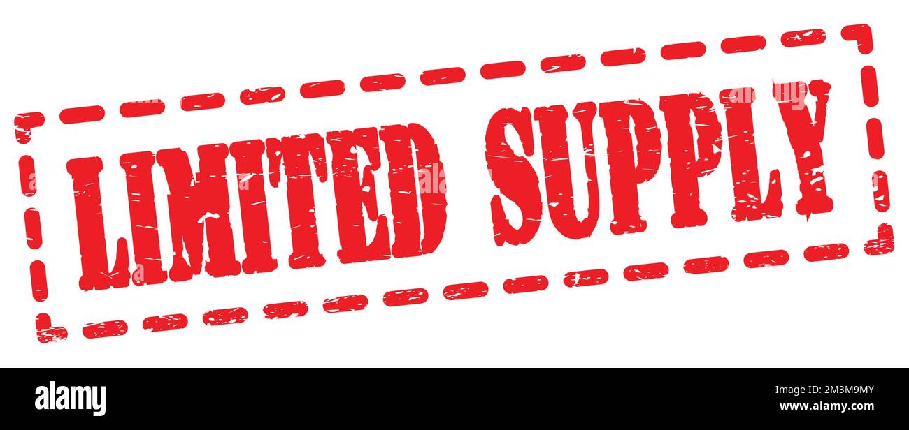 LIMITED SUPPLY text written on red dash stamp sign Stock Photo - Alamy