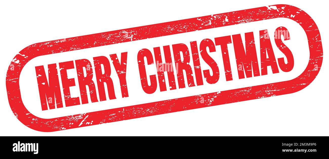 MERRY CHRISTMAS, text on red rectangle stamp sign Stock Photo - Alamy