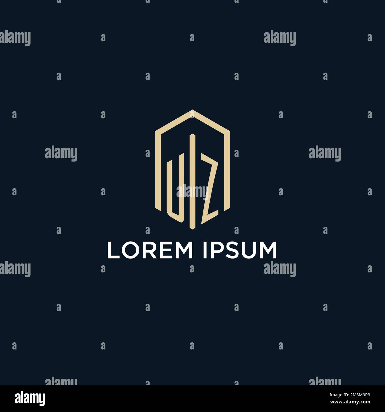 UZ initial monogram logo with hexagonal shape style, real estate logo ...
