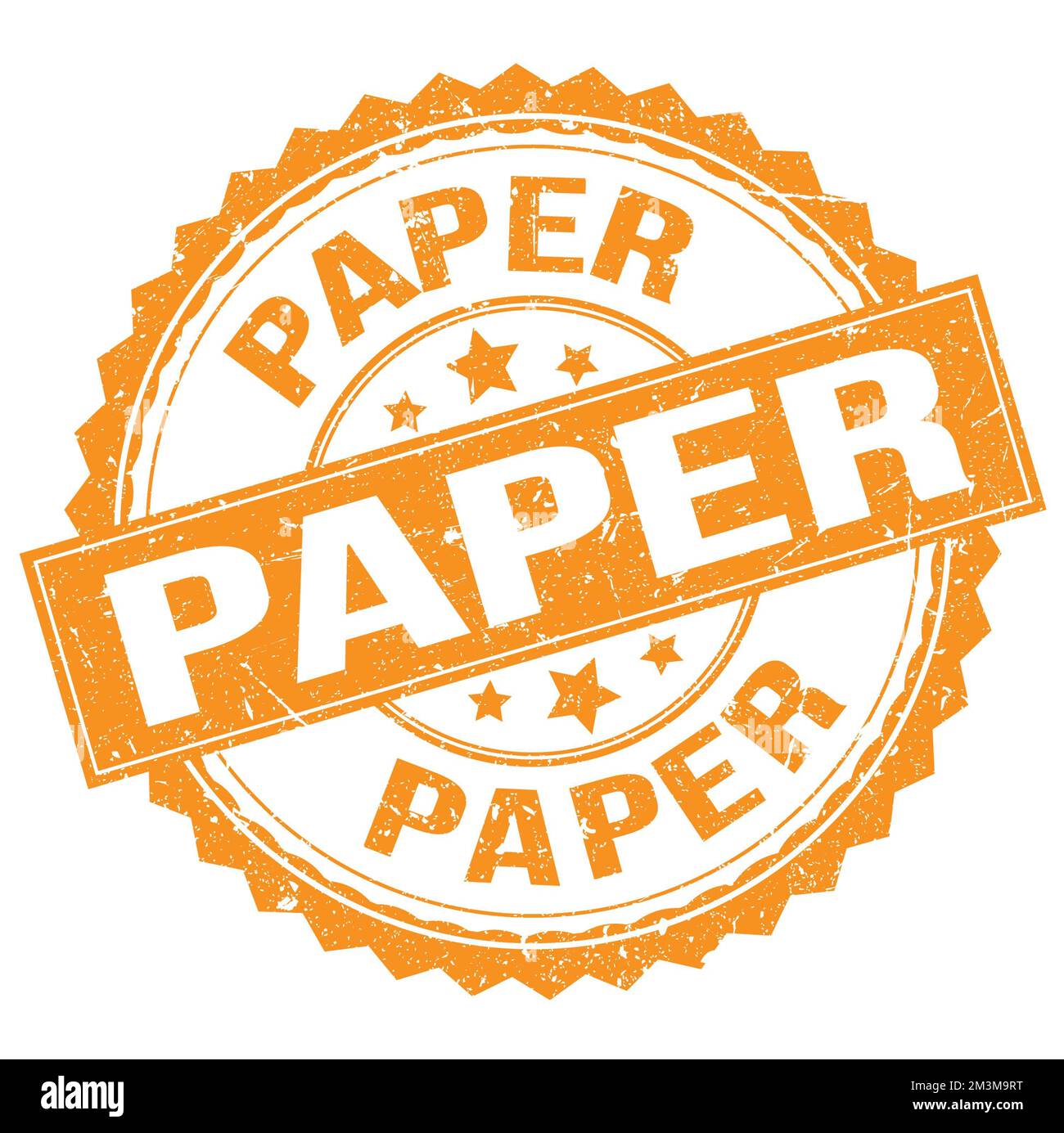PAPER text written on orange round stamp sign Stock Photo - Alamy