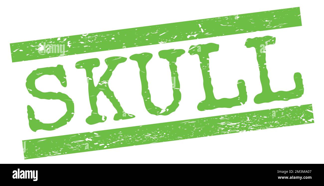 SKULL text written on green grungy lines stamp sign Stock Photo - Alamy