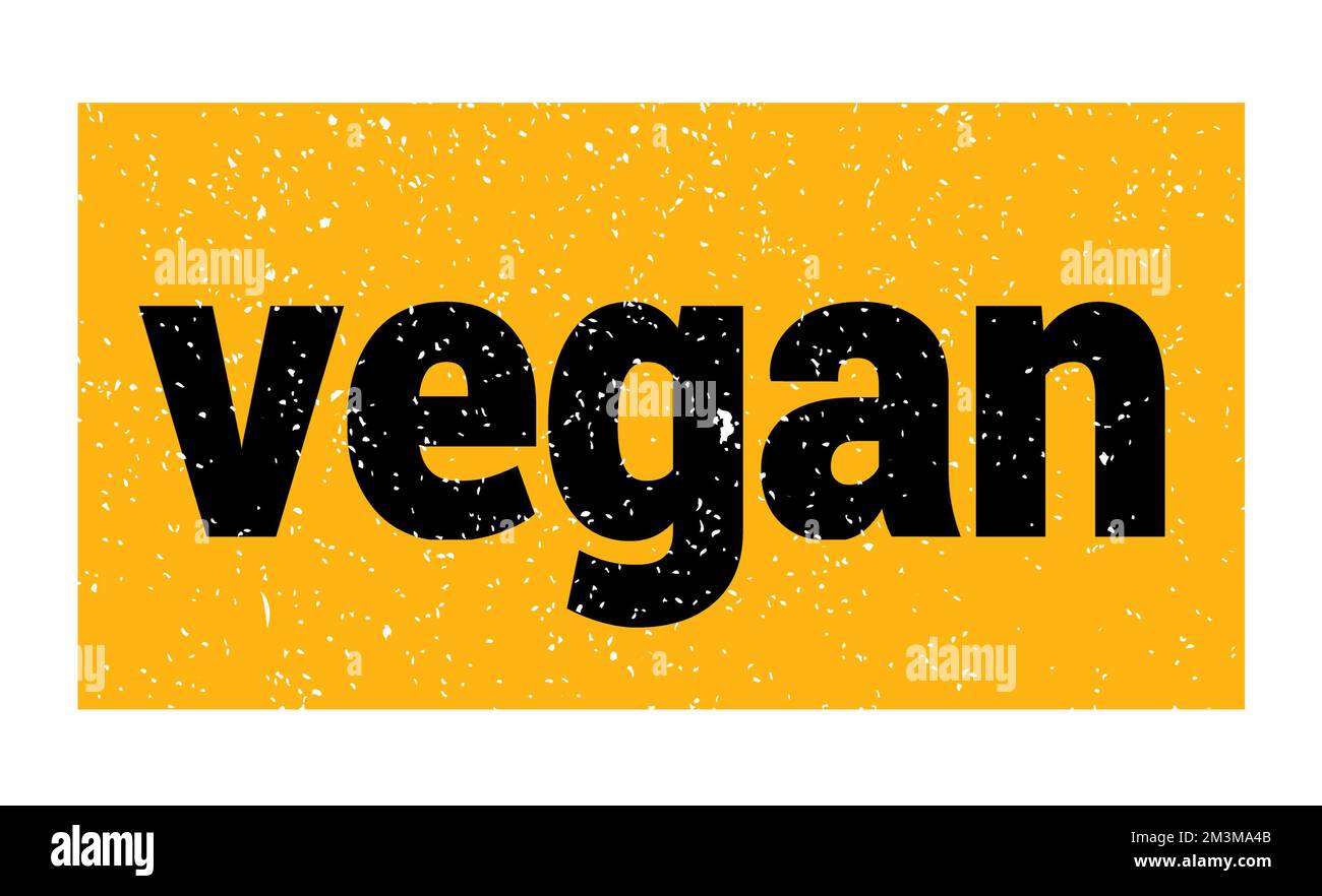 vegan text written on yellow-black grungy stamp sign Stock Photo - Alamy