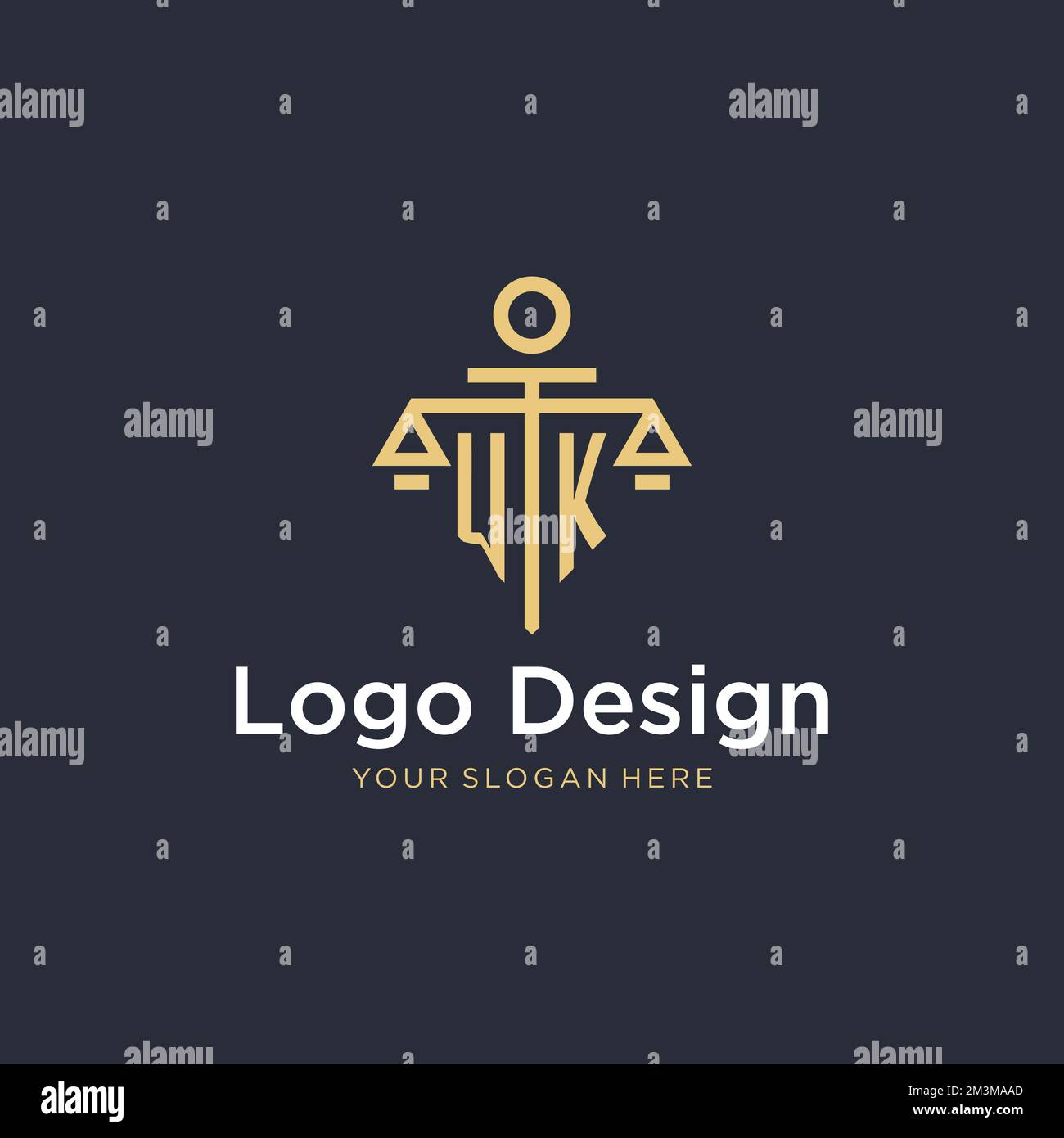 WK initial monogram logo with scale and pillar style design ideas Stock ...