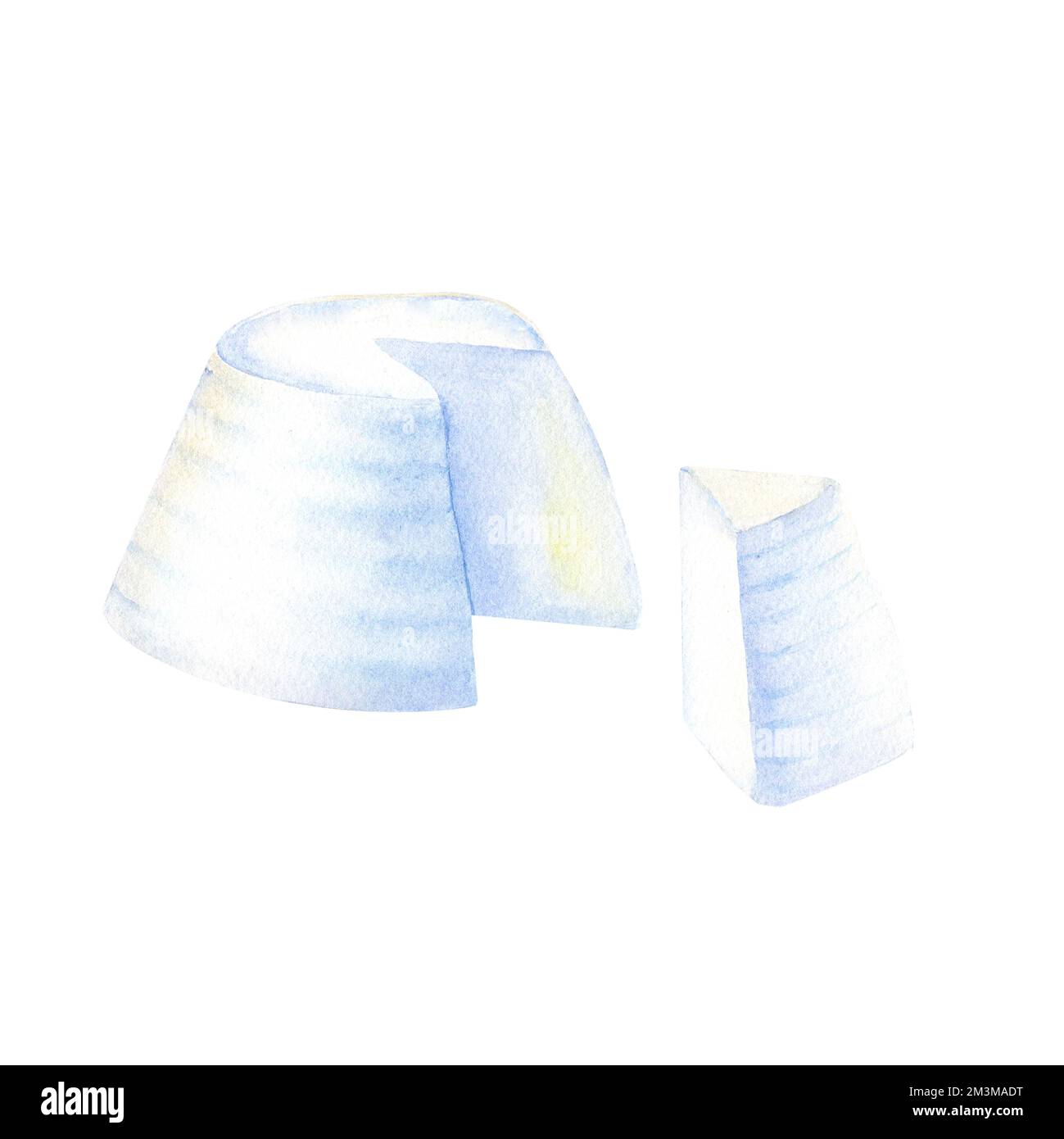 Piece of Ricotta an Italian whey cheese. Watercolor illustration ...