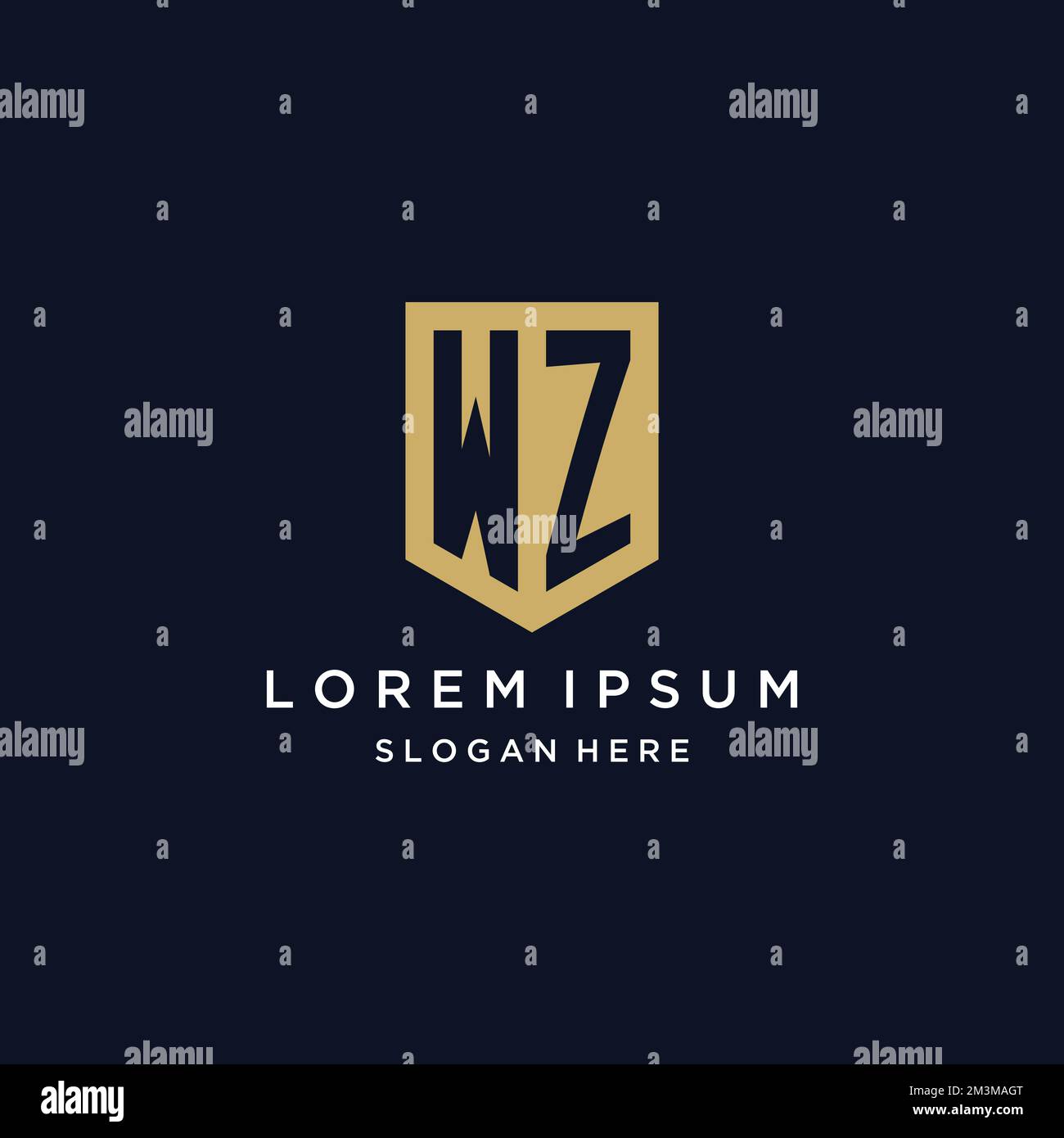 WZ monogram initials logo design with shield icon template Stock Vector ...