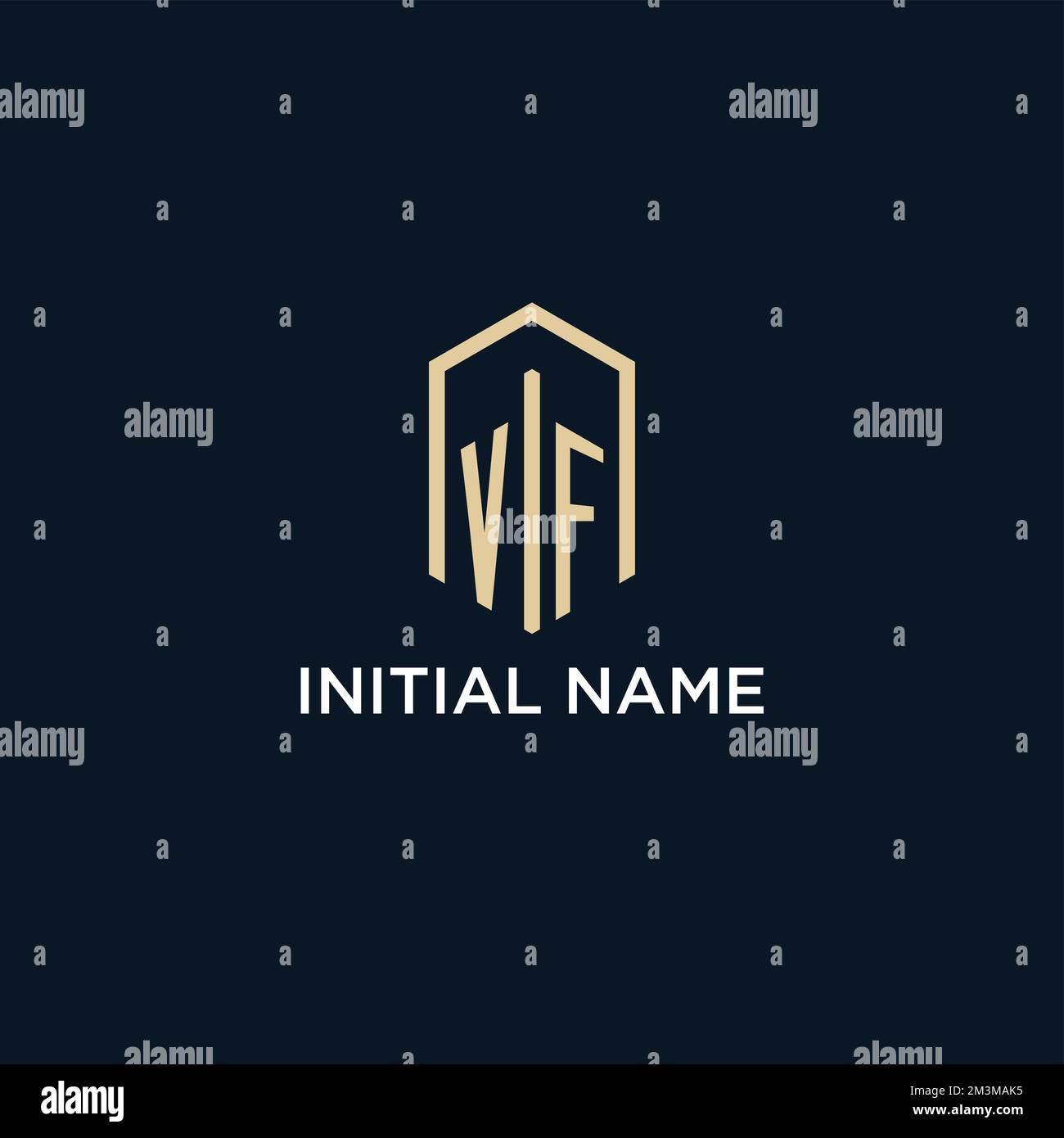 VF initial monogram logo with hexagonal shape style, real estate logo ...