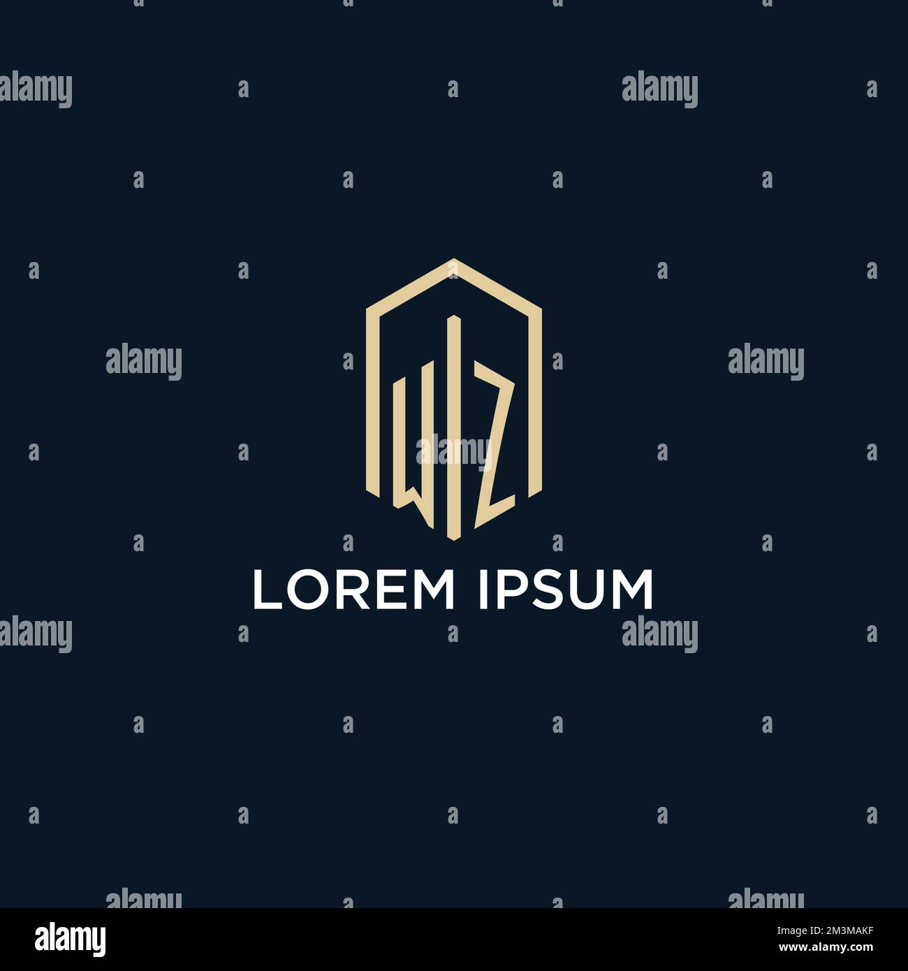 WZ initial monogram logo with hexagonal shape style, real estate logo ...
