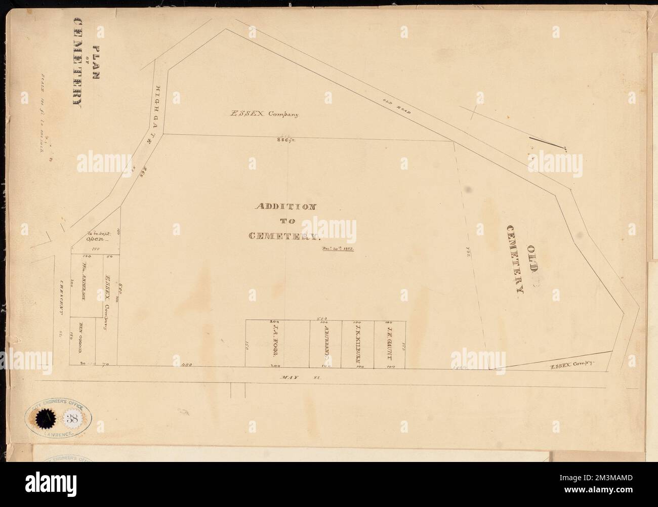 Plan of cemetery , Streets. Lawrence Stock Photo - Alamy