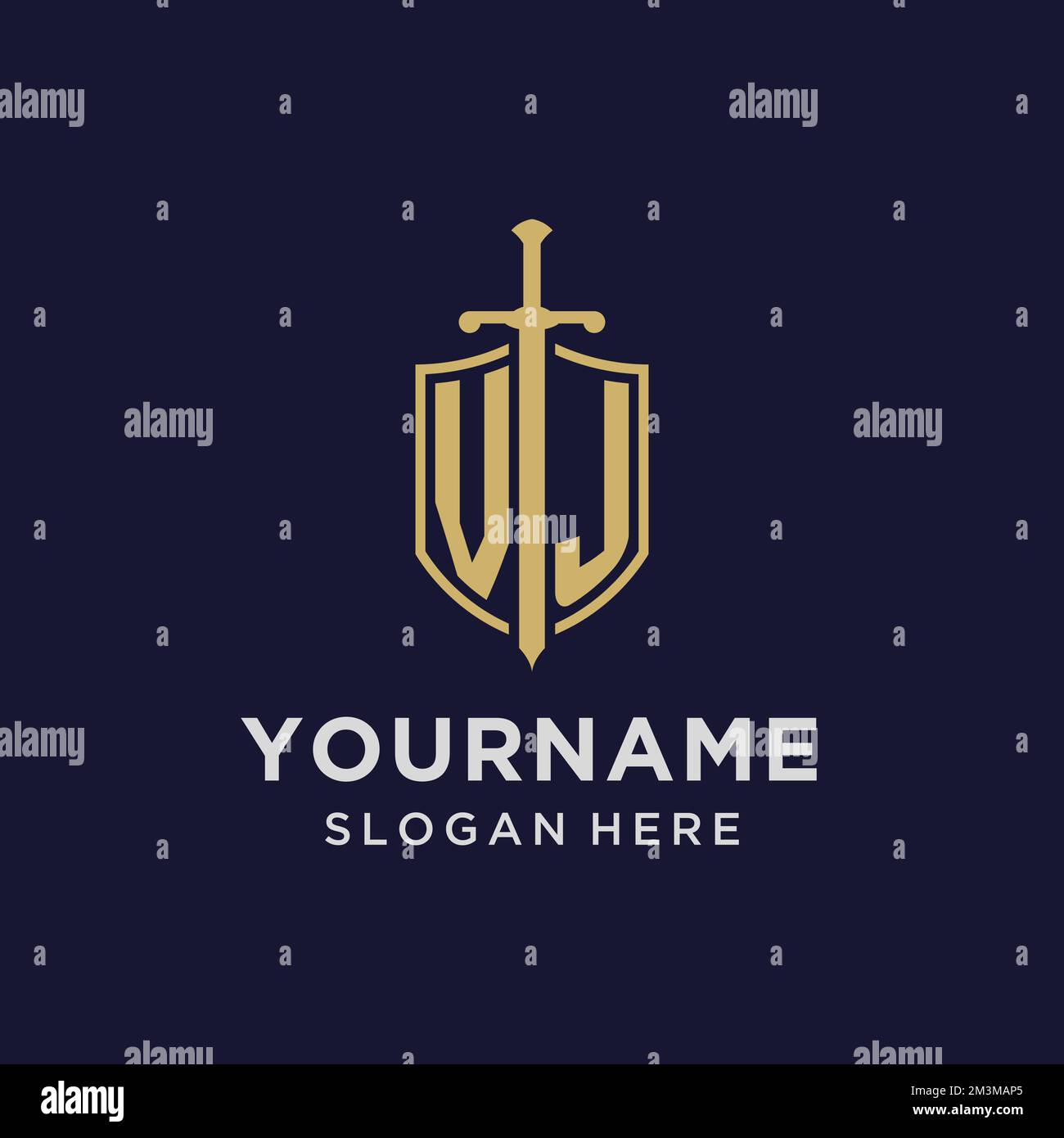 VJ logo initial monogram with shield and sword design ideas Stock Vector Image & Art - Alamy