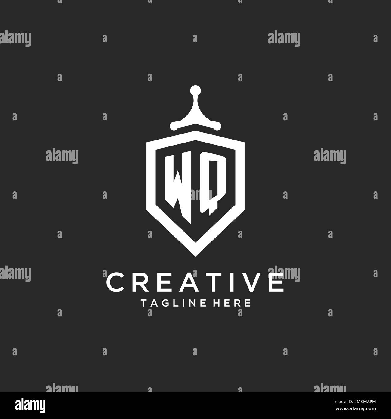 WQ monogram logo initial with shield guard shape design ideas Stock ...