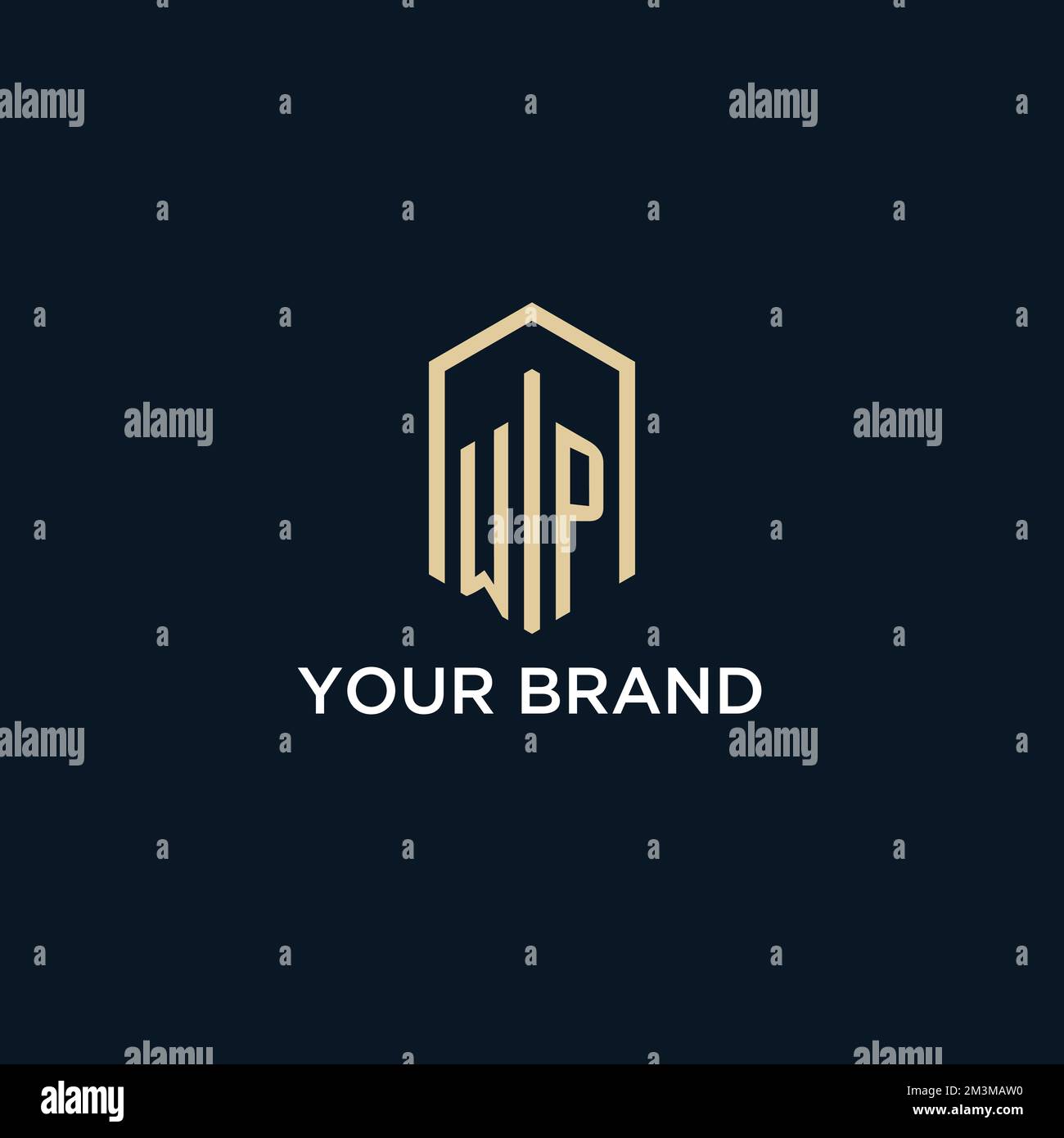 WP initial monogram logo with hexagonal shape style, real estate logo ...