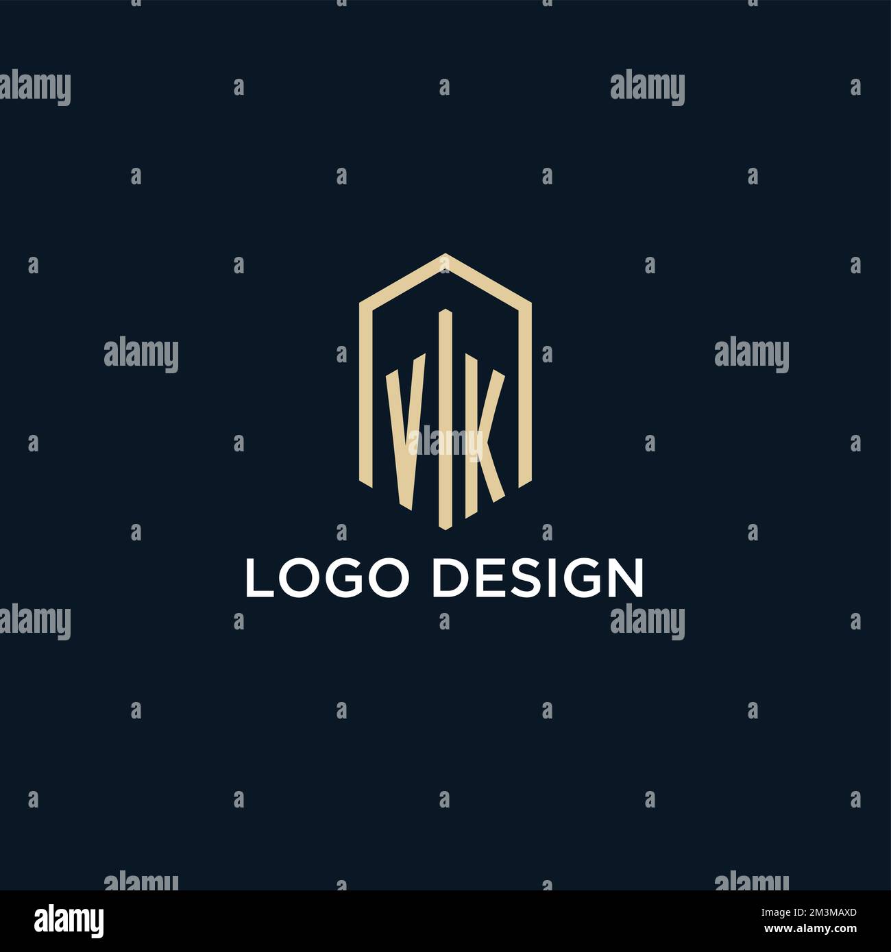 VK initial monogram logo with hexagonal shape style, real estate logo design ideas inspiration ...