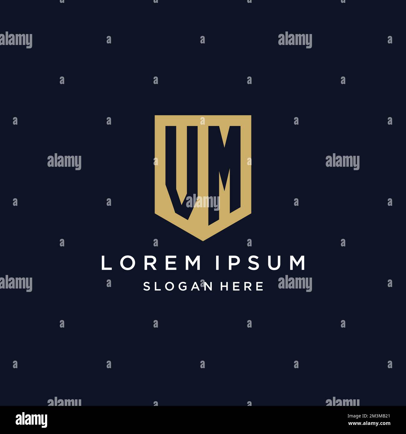 VM monogram initials logo design with shield icon template Stock Vector ...