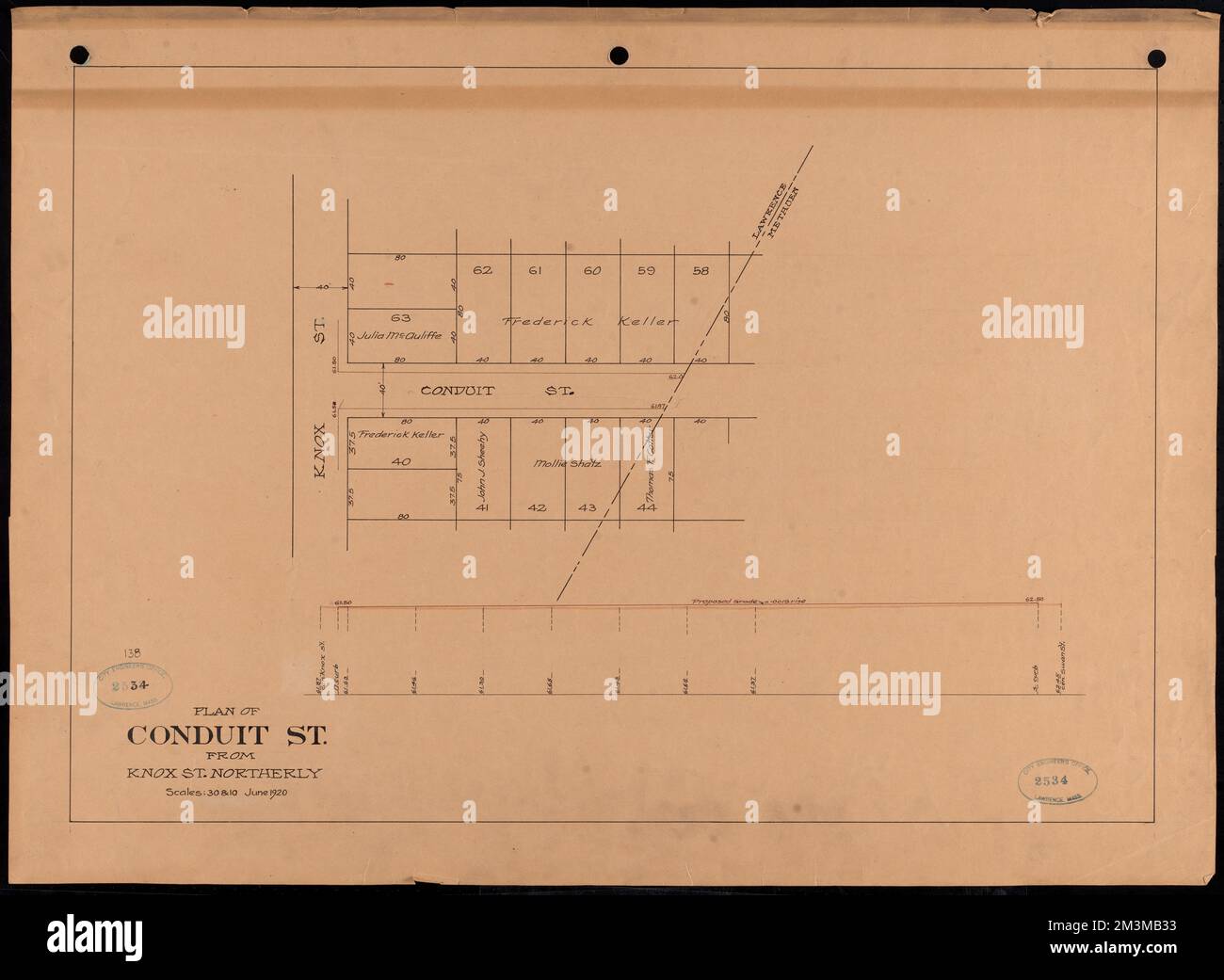 Plan of Conduit St. from Knox St. northerly , Streets. Lawrence Stock ...
