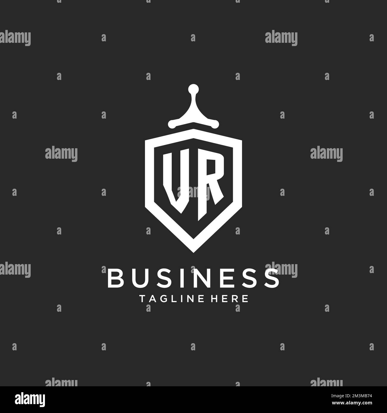 VR monogram logo initial with shield guard shape design ideas Stock ...