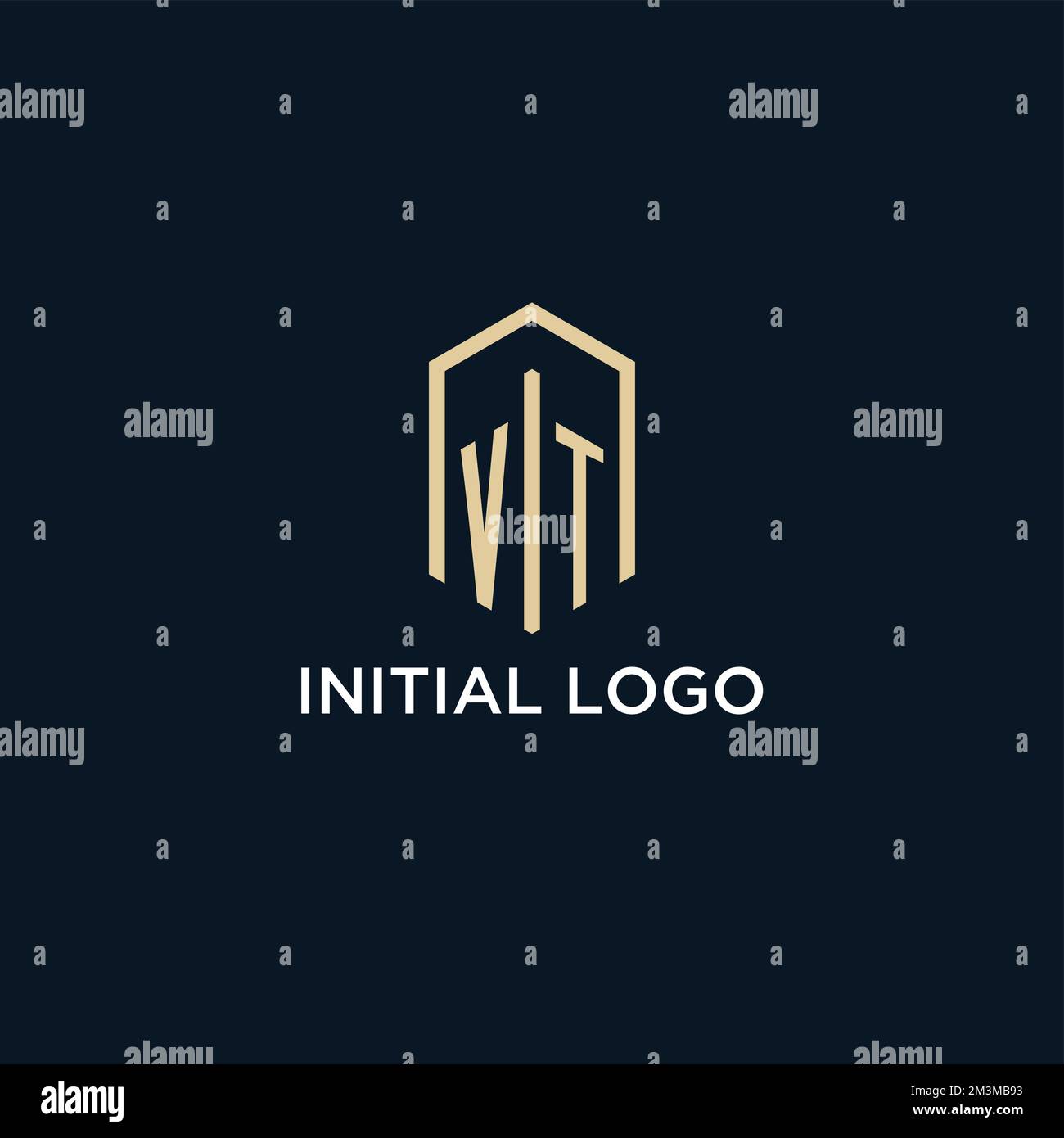 VT initial monogram logo with hexagonal shape style, real estate logo ...