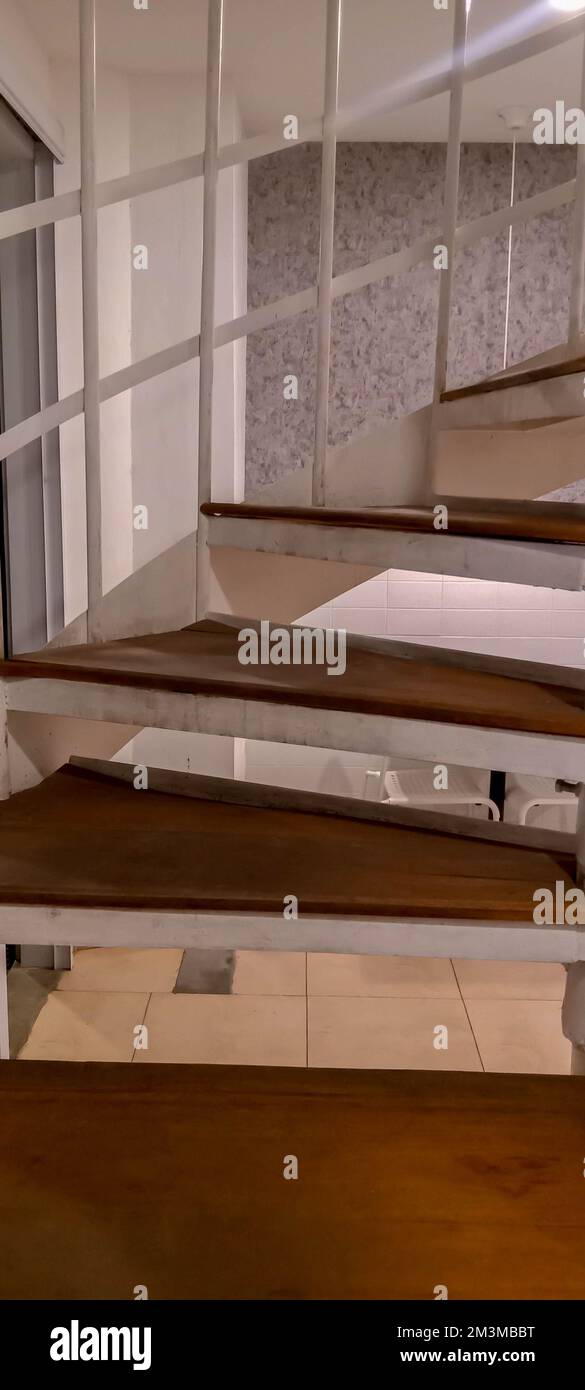 Spiral Winding Staircase, Taken from above with the white stair ...