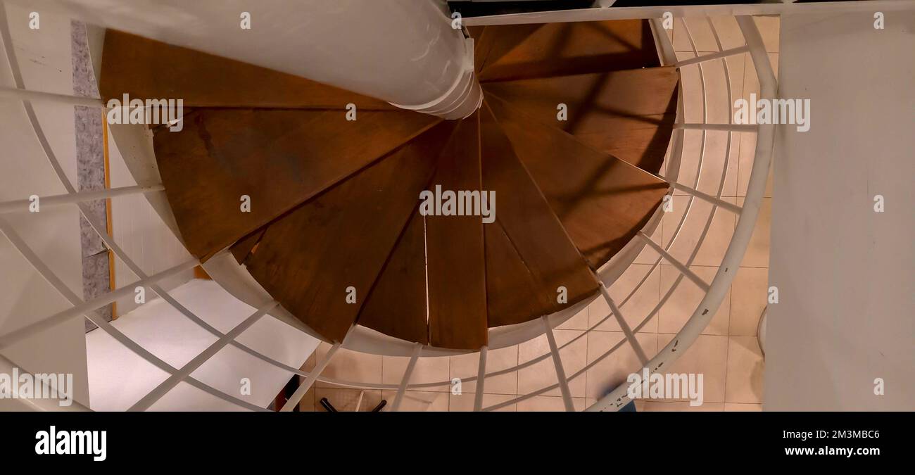 Spiral Winding Staircase, Taken from above with the white stair ...