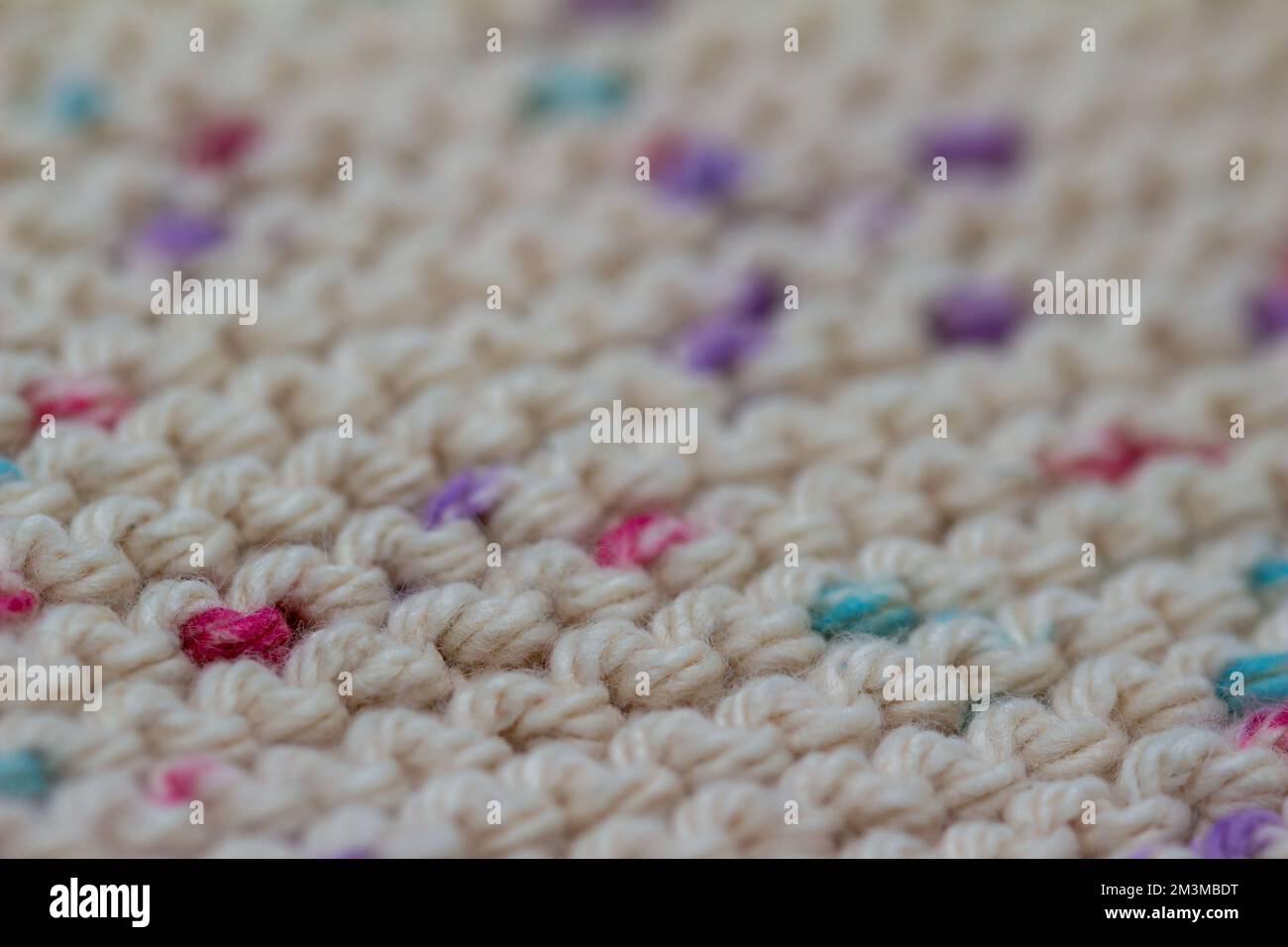Defocused macro abstract texture background of a hand-knitted speckled ...