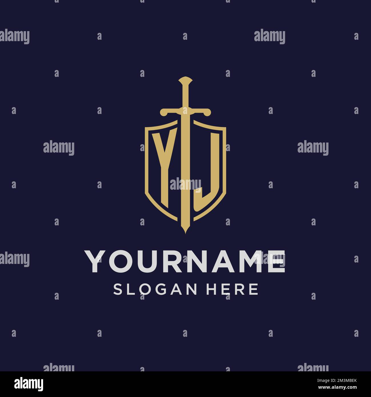 YJ logo initial monogram with shield and sword design ideas Stock Vector Image & Art - Alamy