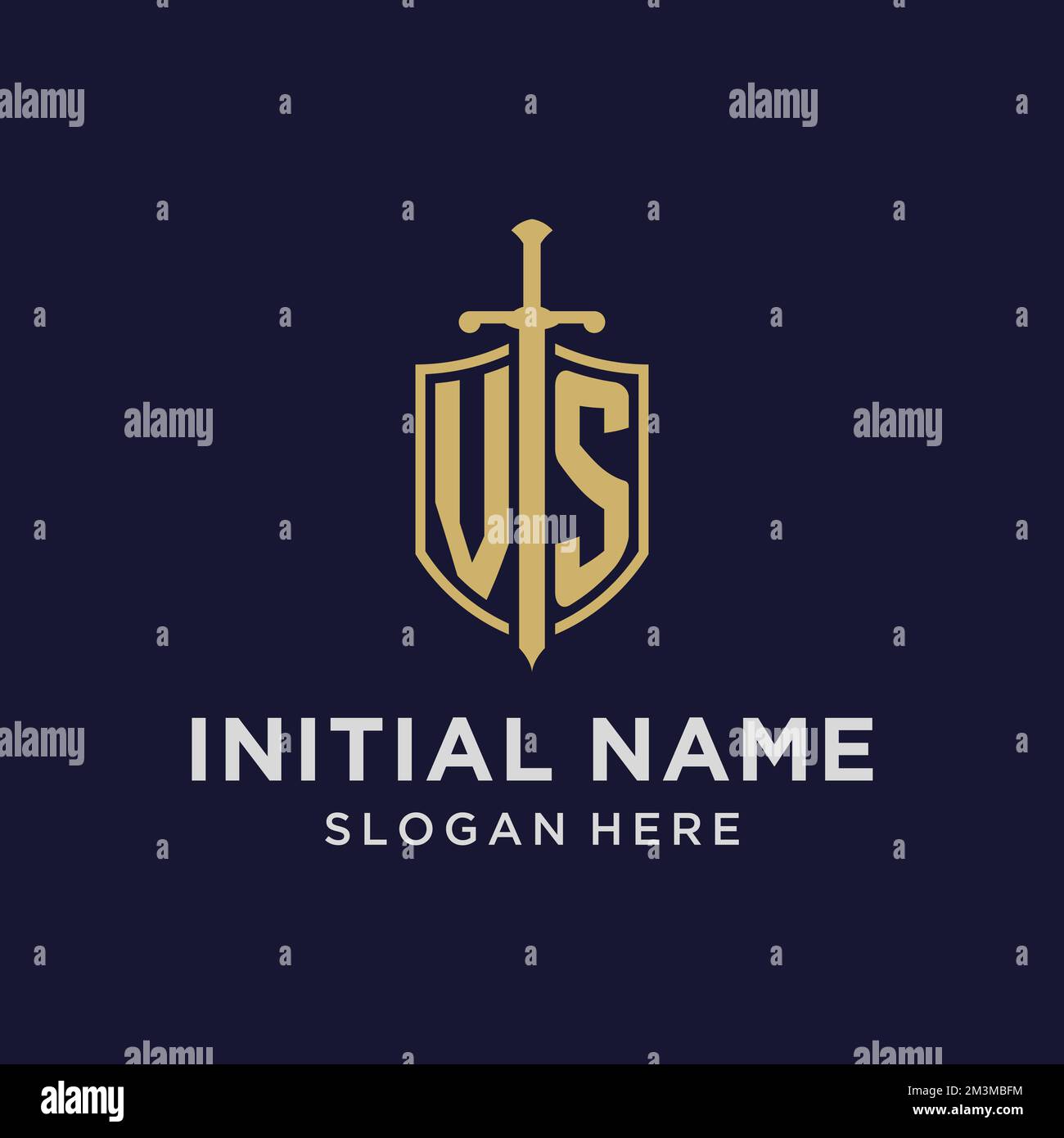 VS logo initial monogram with shield and sword design ideas Stock ...
