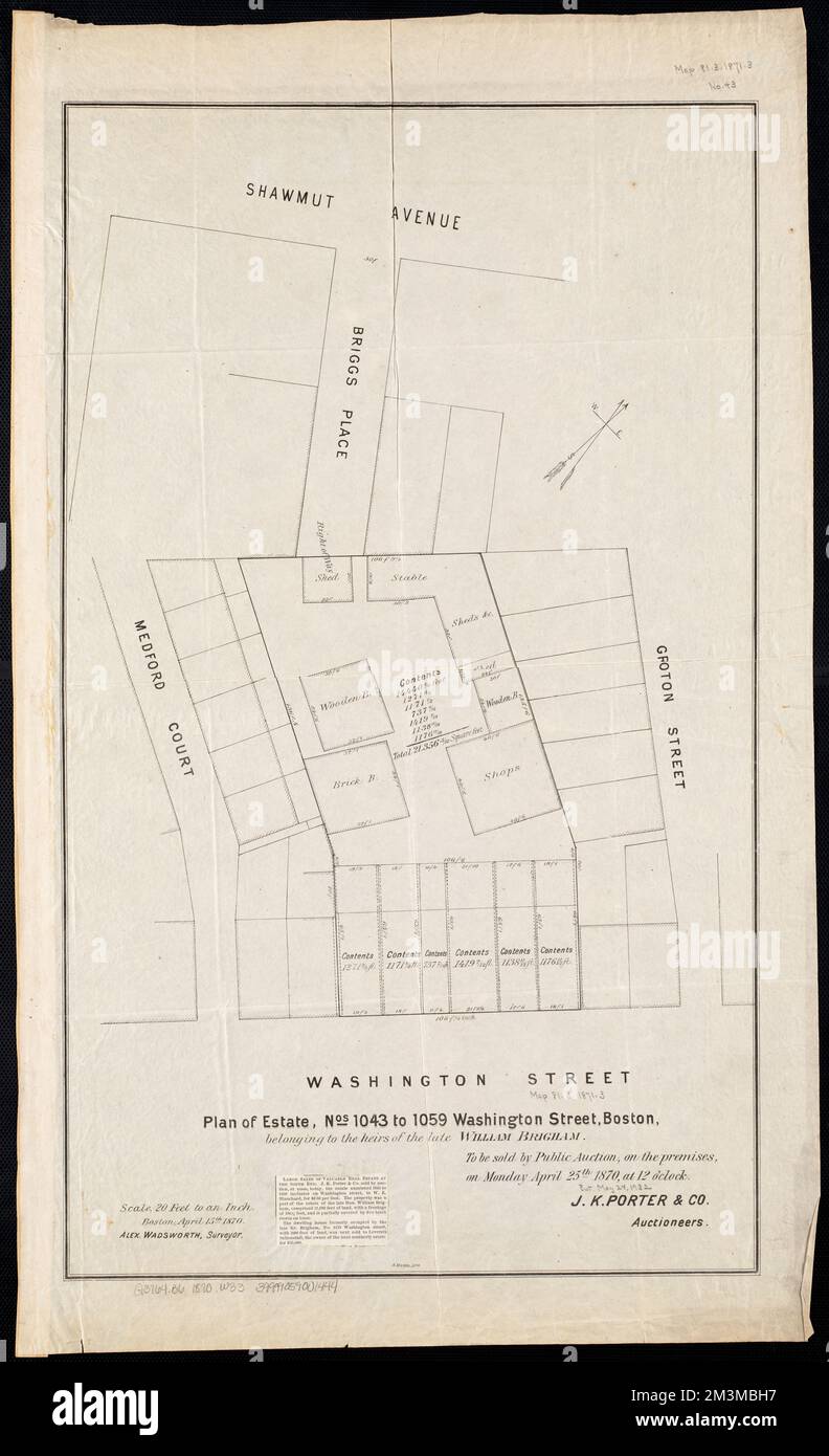 Plan of estate, nos 1043 to 1059 Washington Street, Boston, belonging ...