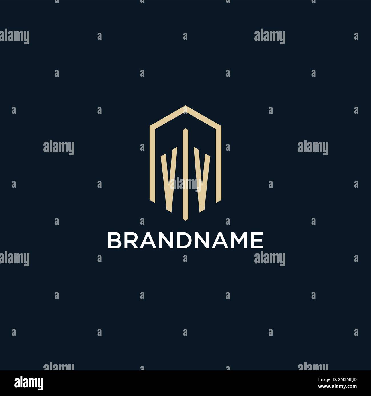 VV initial monogram logo with hexagonal shape style, real estate logo ...