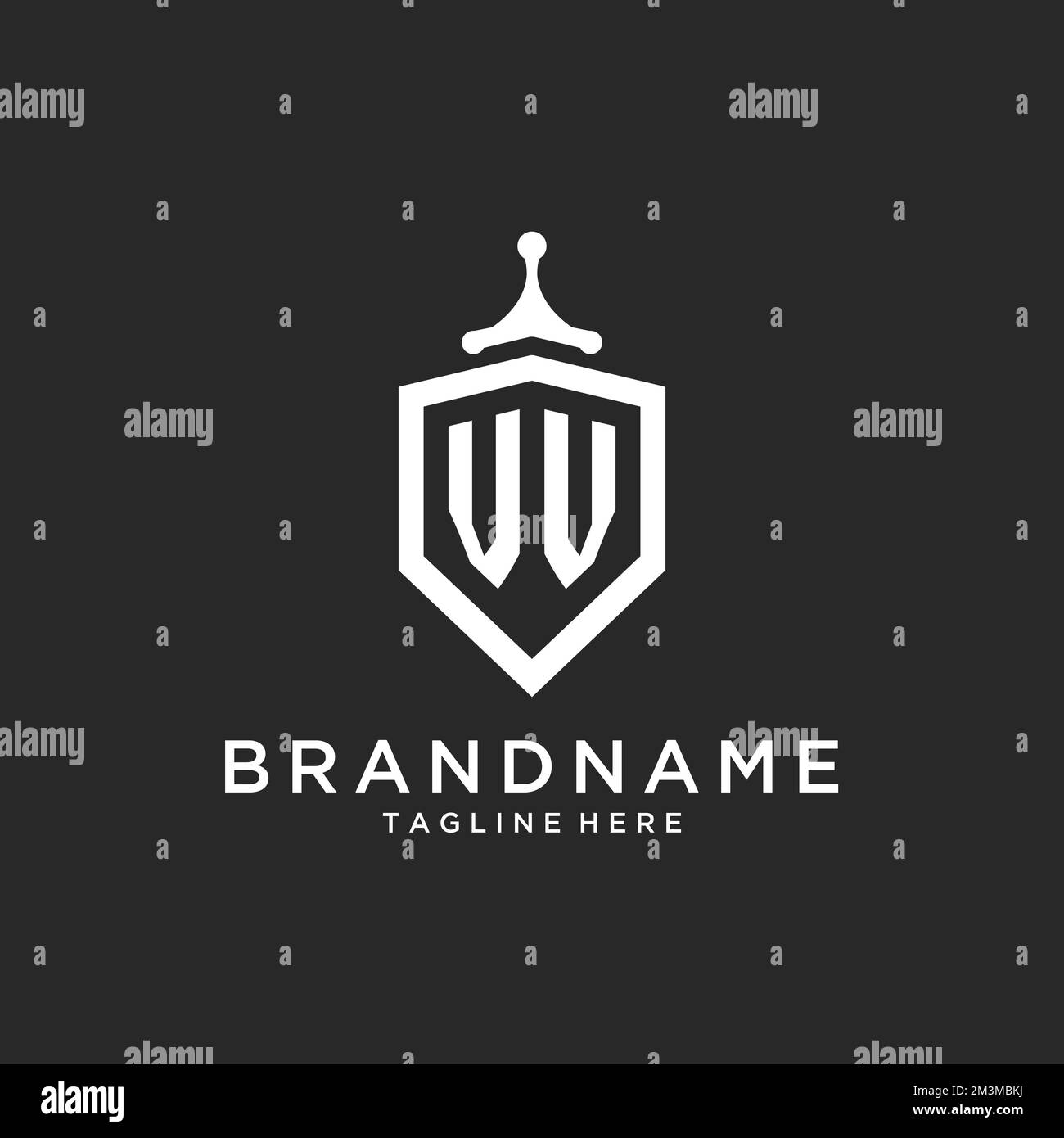 VV monogram logo initial with shield guard shape design ideas Stock ...