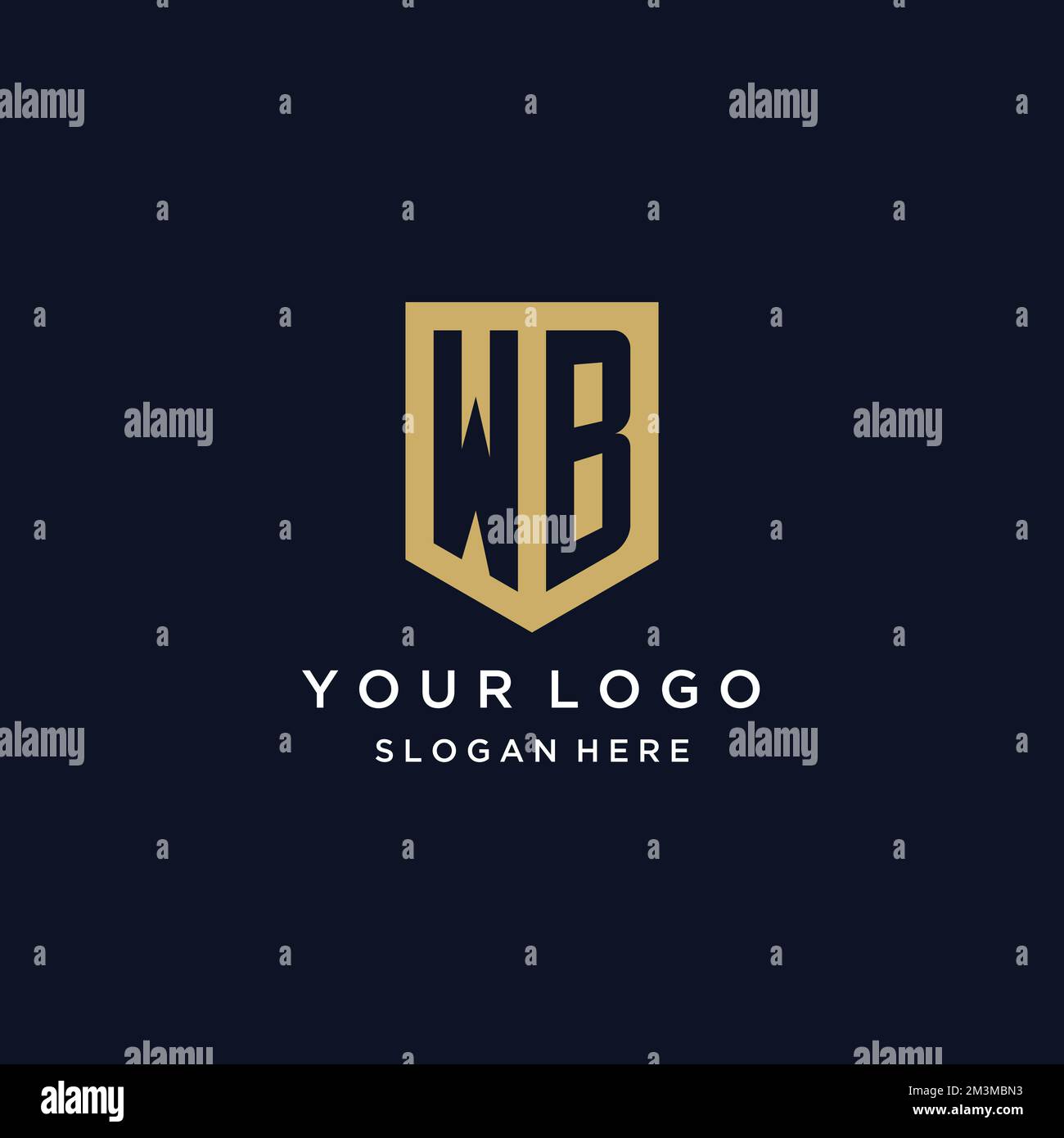 WB monogram initials logo design with shield icon template Stock Vector ...