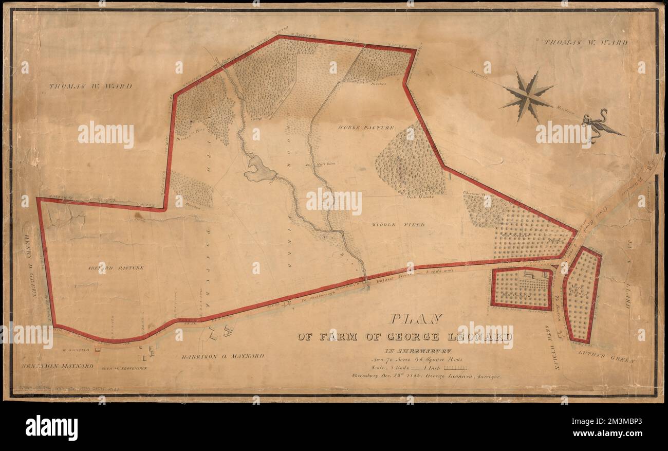 Plan of farm of George Leonard in Shrewsbury , Shrewsbury Mass., Maps ...