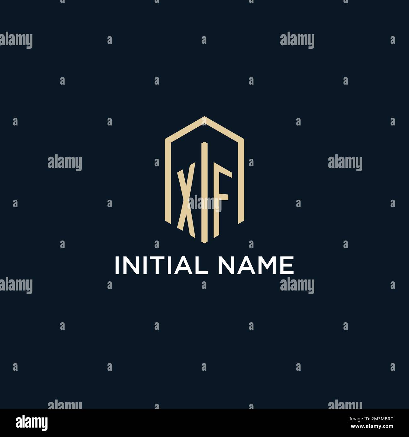 XF initial monogram logo with hexagonal shape style, real estate logo ...