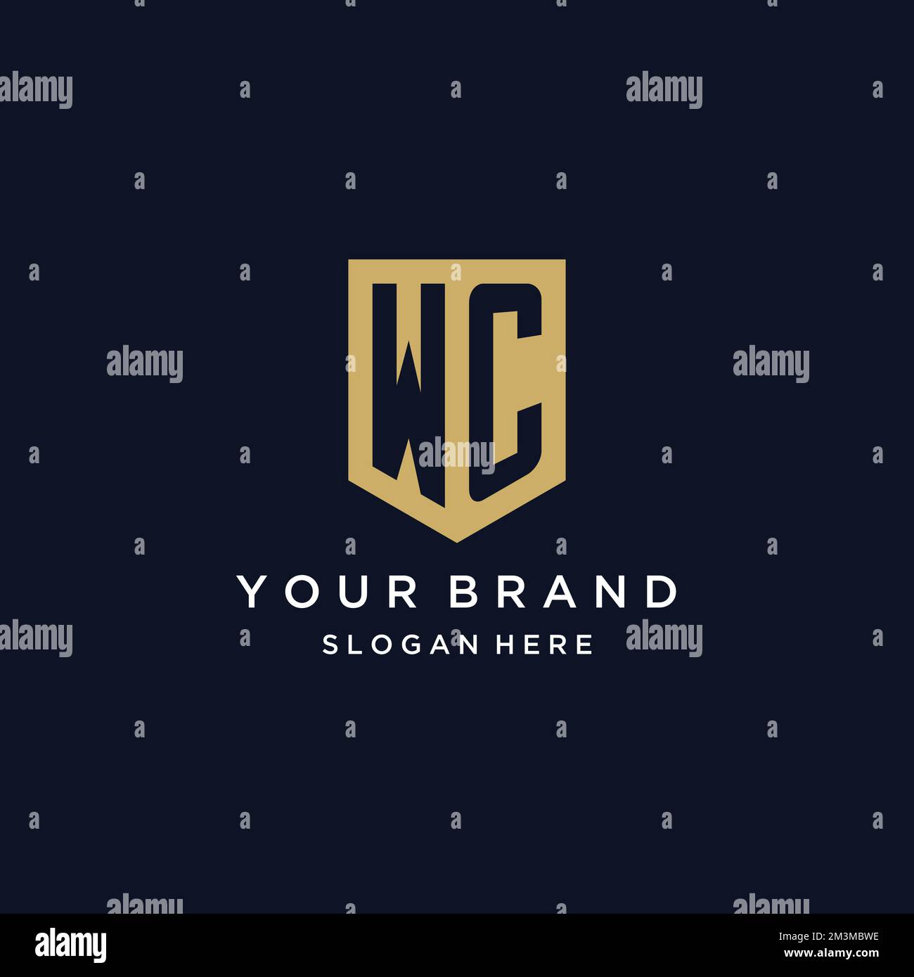 WC monogram initials logo design with shield icon template Stock Vector ...