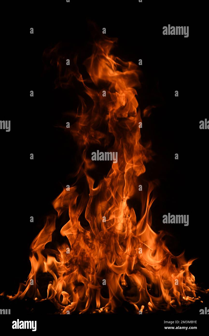 Fire flames on black background. Fire burn flame isolated, abstract ...