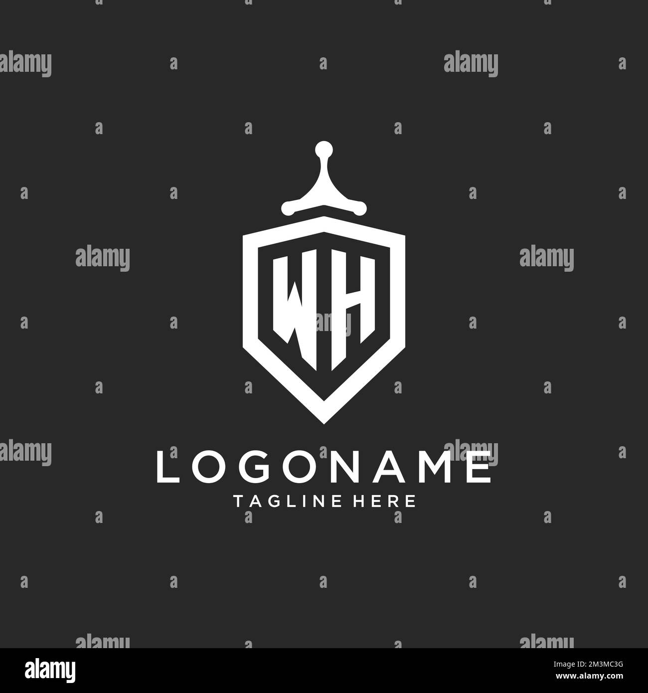 WH monogram logo initial with shield guard shape design ideas Stock Vector Image & Art - Alamy